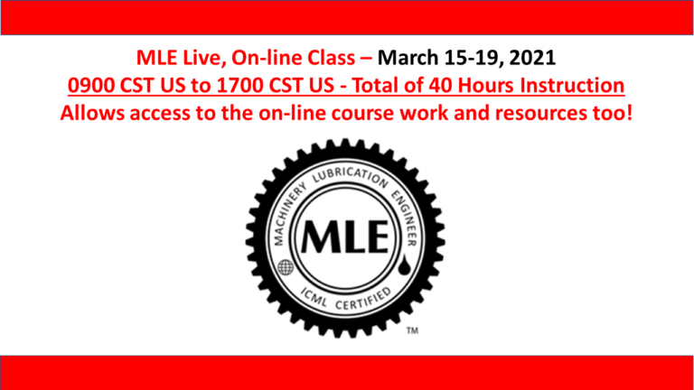 Live, Online - Machinery Lubrication Engineer (MLE®) Certification Exam ...
